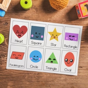 12 Cute Shape Flashcards Printable for Kids Montessori Flash Cards ...