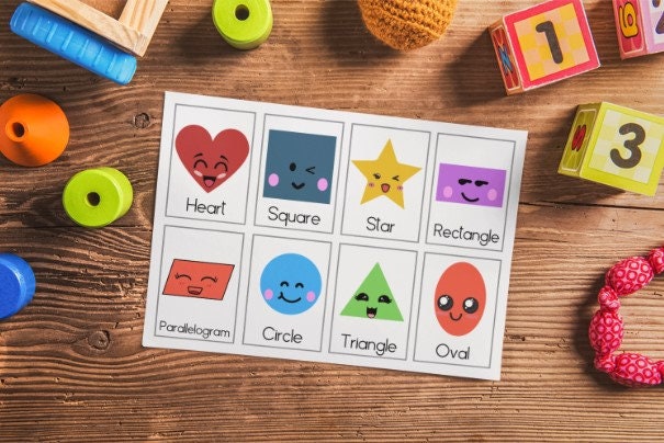 12 Cute Shape Flashcards Printable for Kids Montessori Flash Cards ...