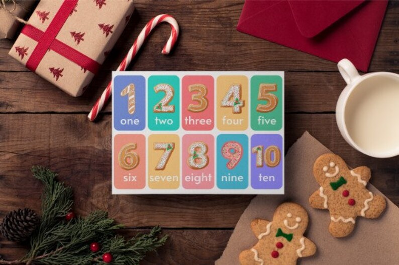 Gingerbread Numbers Flashcard Printable Basic Numbers Flash - Etsy