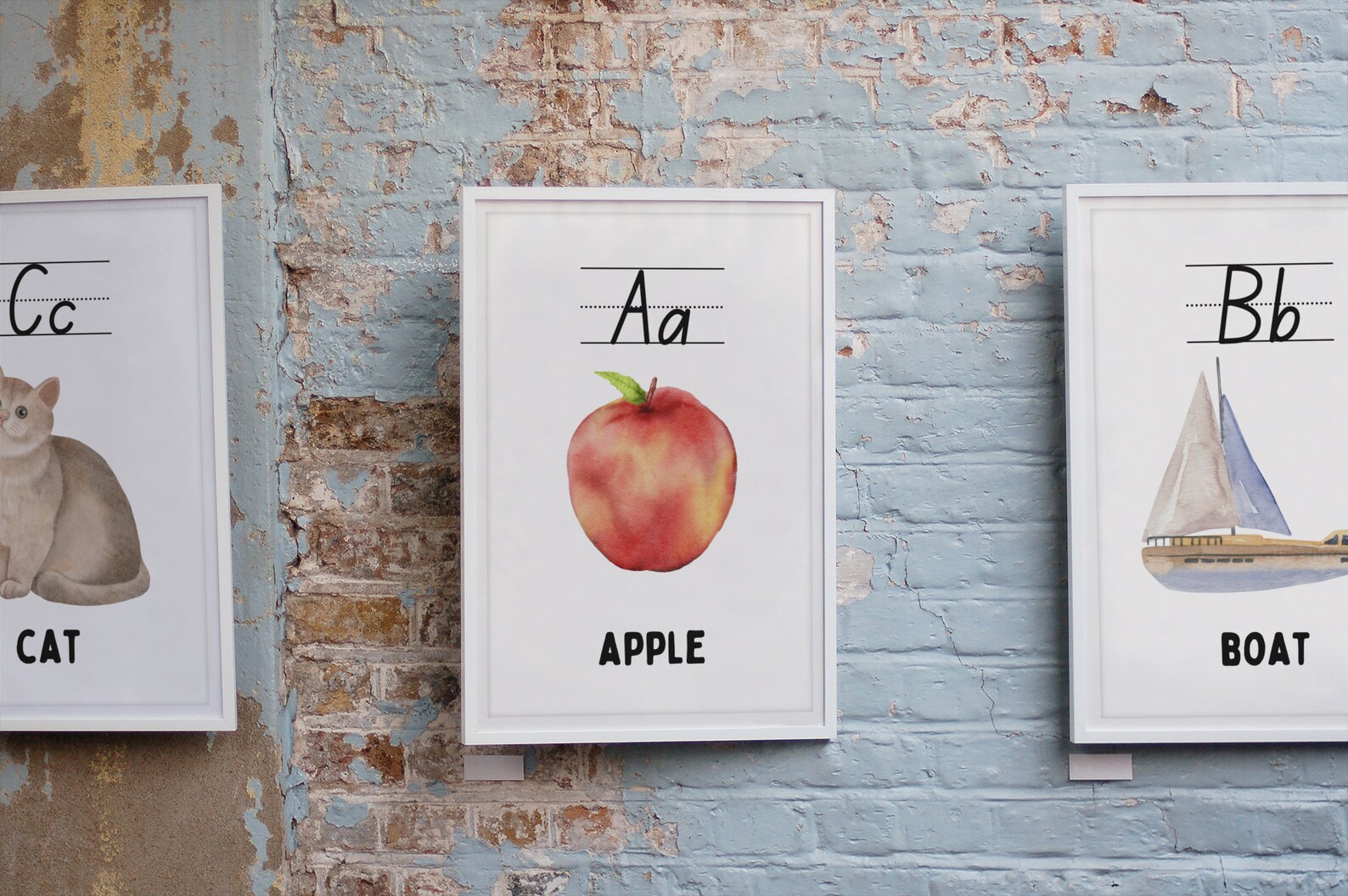 Printable Watercolor Alphabet Cards Classroom Poster Set - Etsy