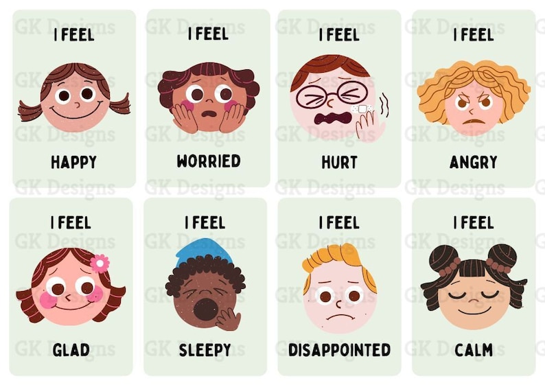 16 Printable Emotion Flashcard Sheets Feelings Flash Card - Etsy