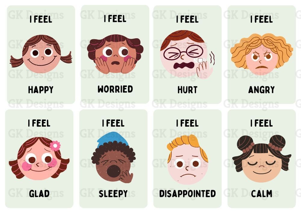 16 Printable Emotion Flashcard Sheets Feelings Flash Card - Etsy Canada