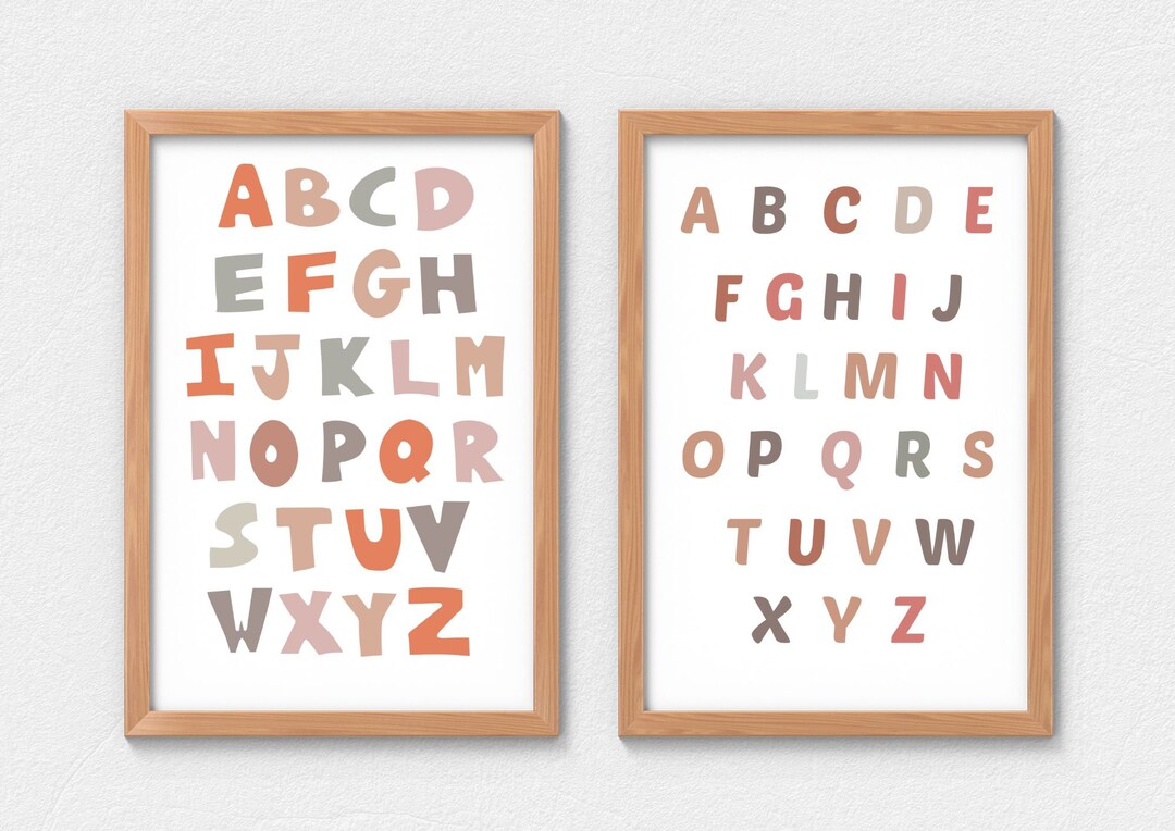 Set of 2 Boho Alphabet Poster Classroom Decor Printable Montessori ...