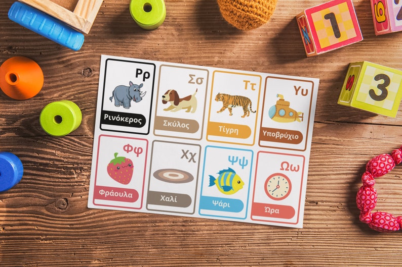 Printable Greek Edition Alphabet Flashcards Montessori Material Greece ...