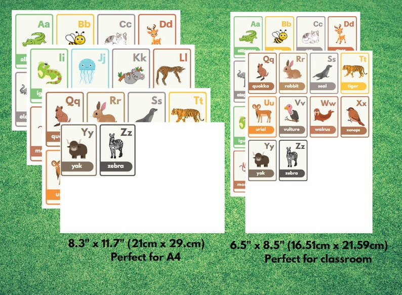 Printable Animals Alphabet Flashcards ABC Montessori - Etsy