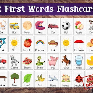 32 Printable First Words Flashcards Montessori Toys Games Learning Kids ...