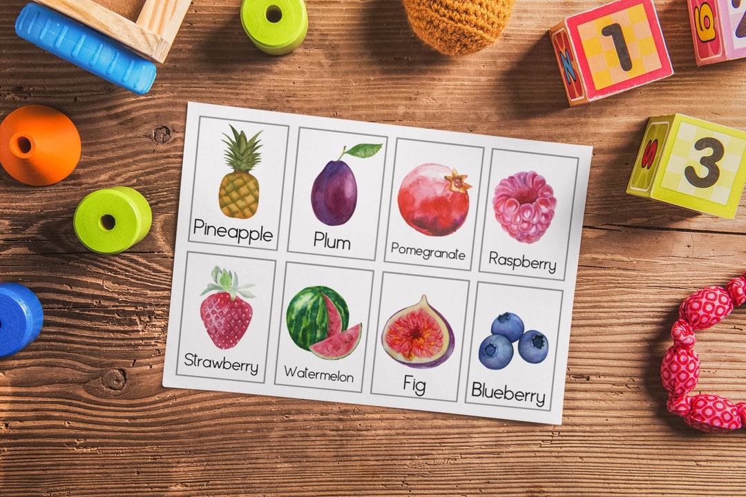 Printable Watercolor Illustration 24 Fruits Flashcards for Kids ...