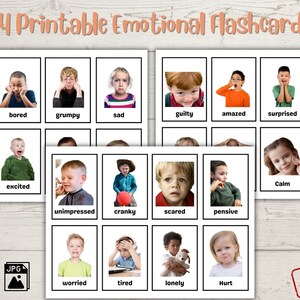 24 Printable Emotional Flashcards Real Kids Photo Chart Flash Card ...