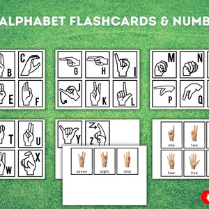 Printable ASL Alphabet Sign Language Letters and Numbers 0-9 Flashcard ...
