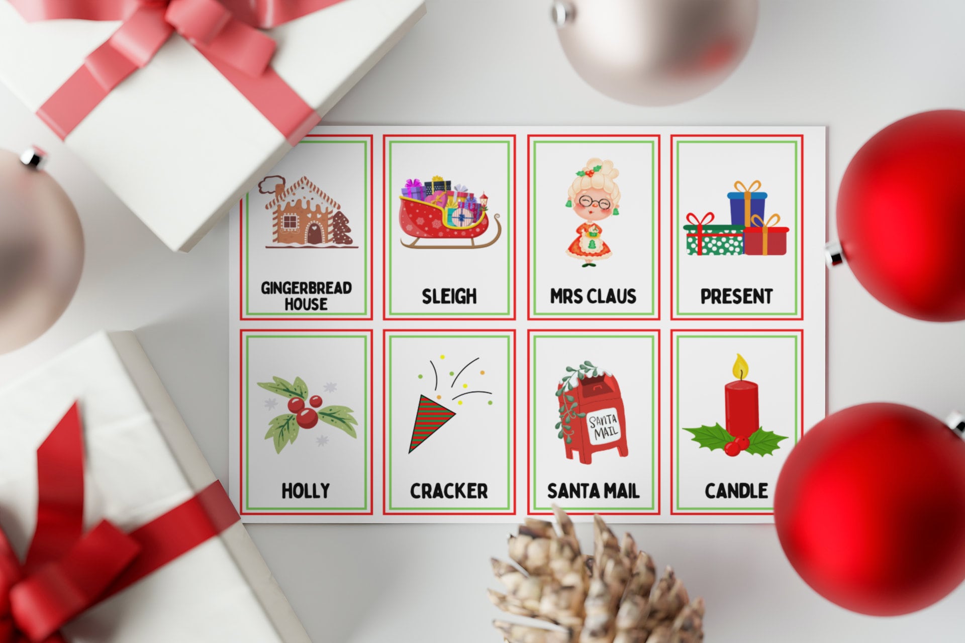 40 Printable Christmas Flashcards Set for Kids Learning Xmas - Etsy