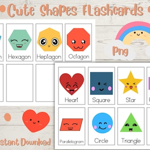 12 Cute Shape Flashcards Printable for Kids Montessori Flash Cards ...