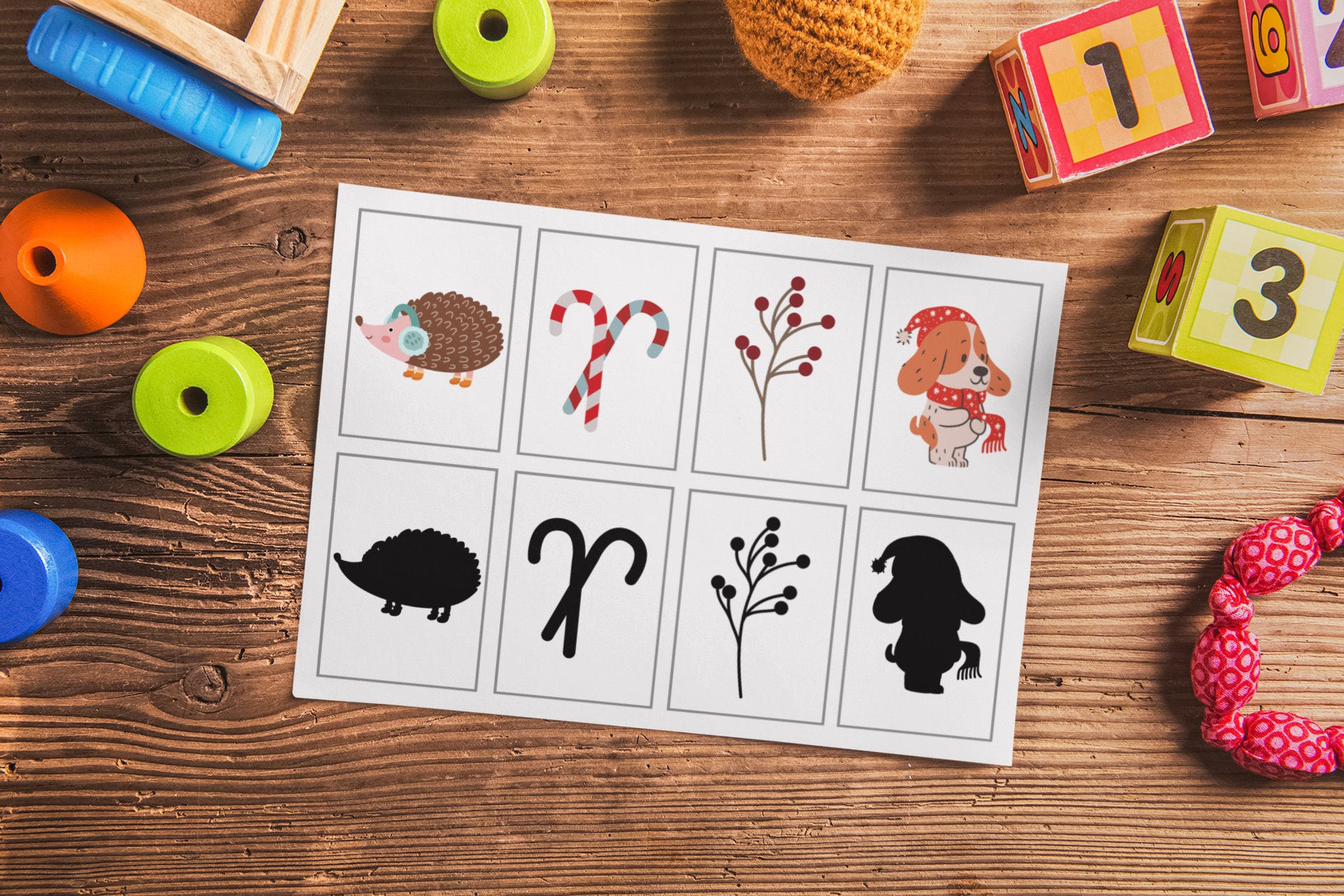 Montessori Winter Shadow Matching Cards 20 Set Printable Flashcards ...