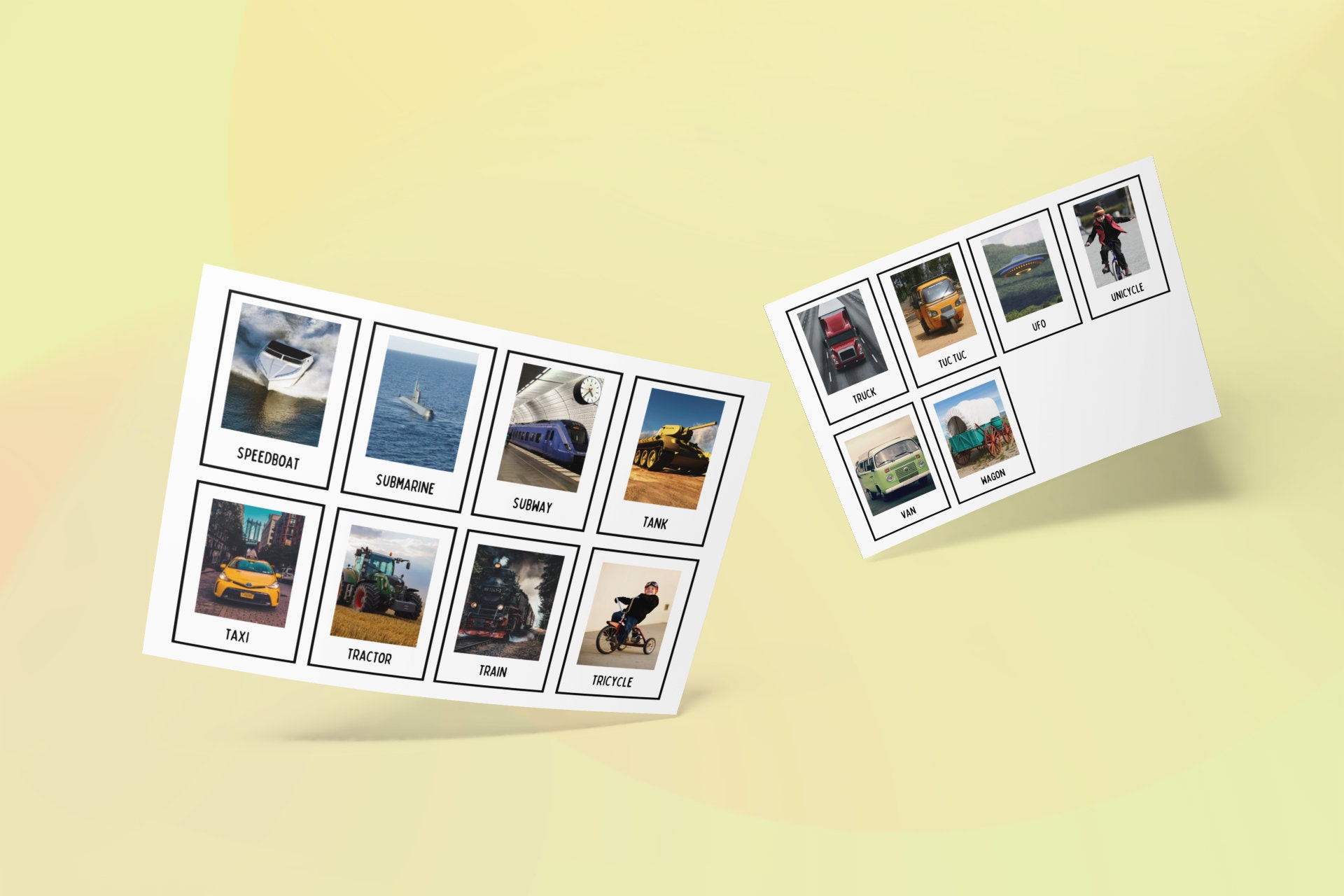 Printable Vehicles 46 Flashcards for Kids Transport Learning Flash ...