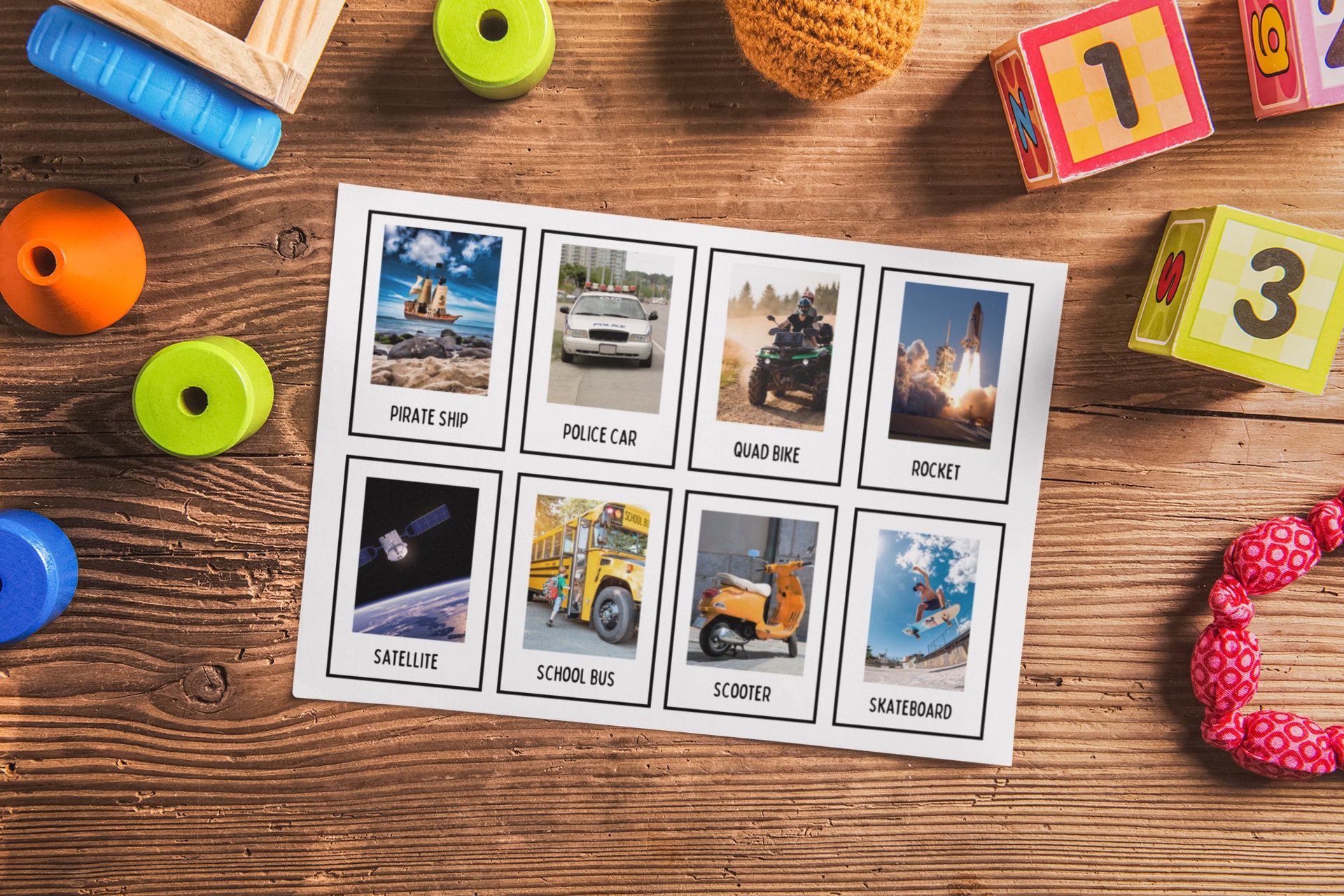 Printable Vehicles 46 Flashcards for Kids Transport Learning Flash ...