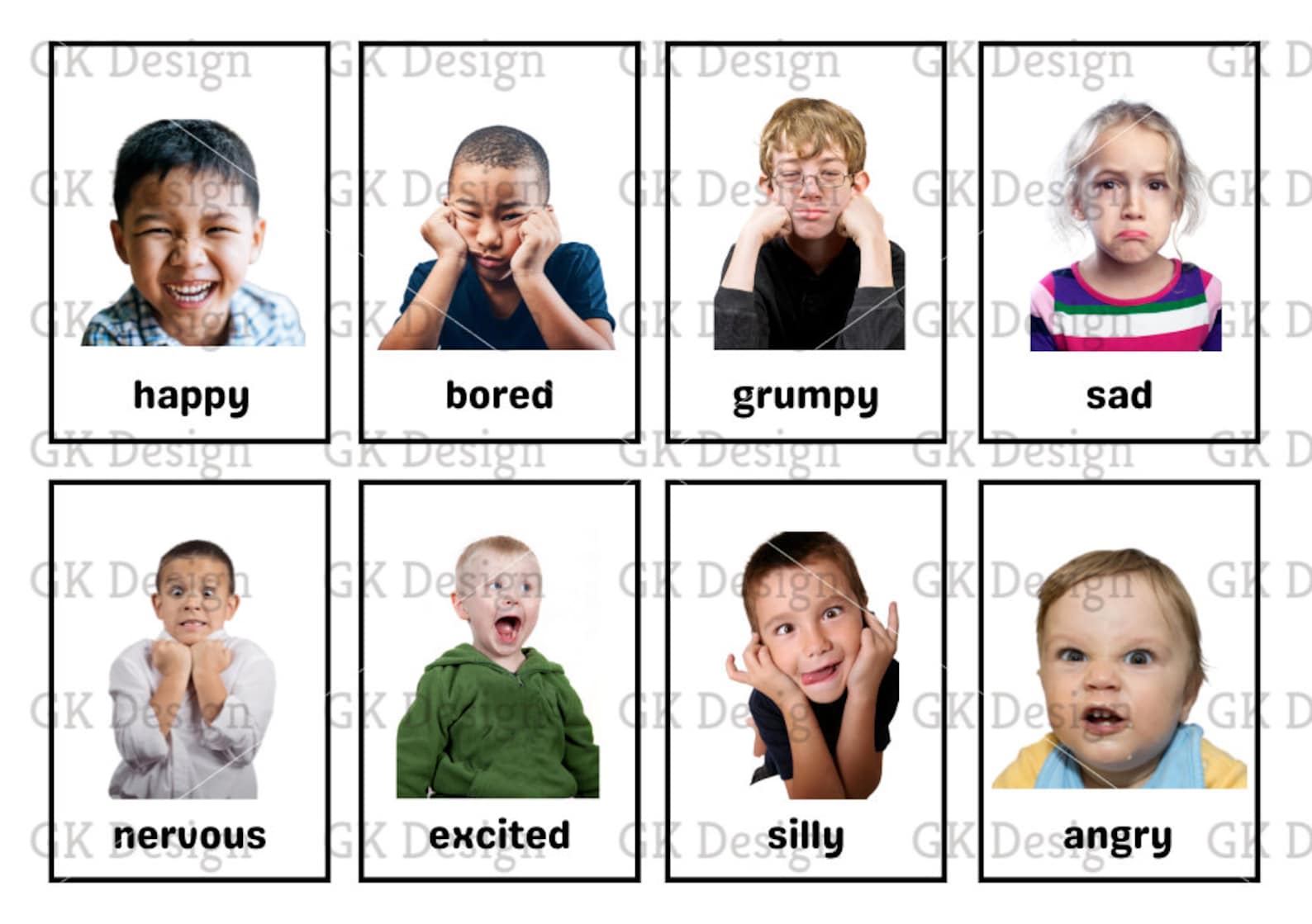 24 Printable Emotional Flashcards Real Kids Photo Chart Flash Card ...
