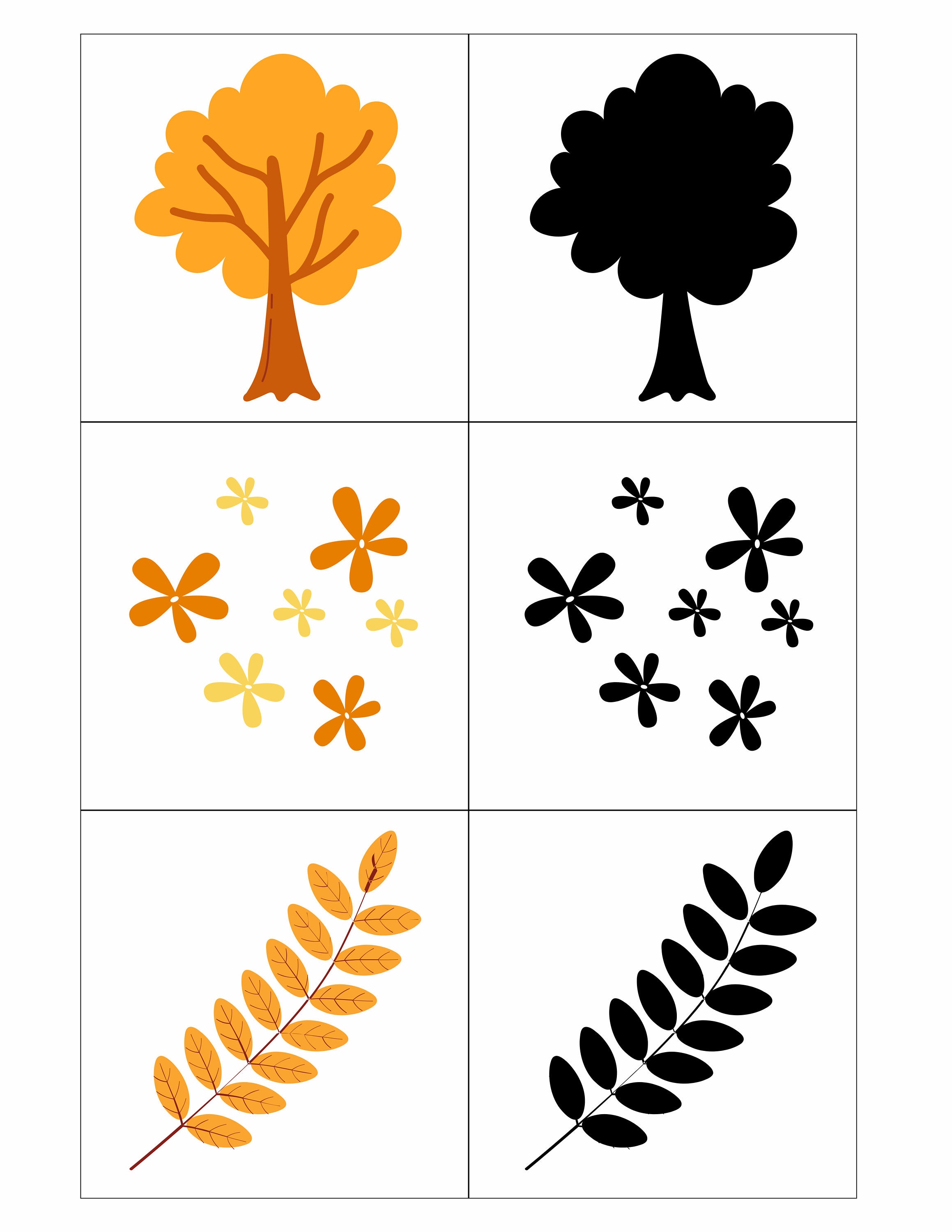 Printable Autumn Shadow Matching Leaf Cards Montessori - Etsy