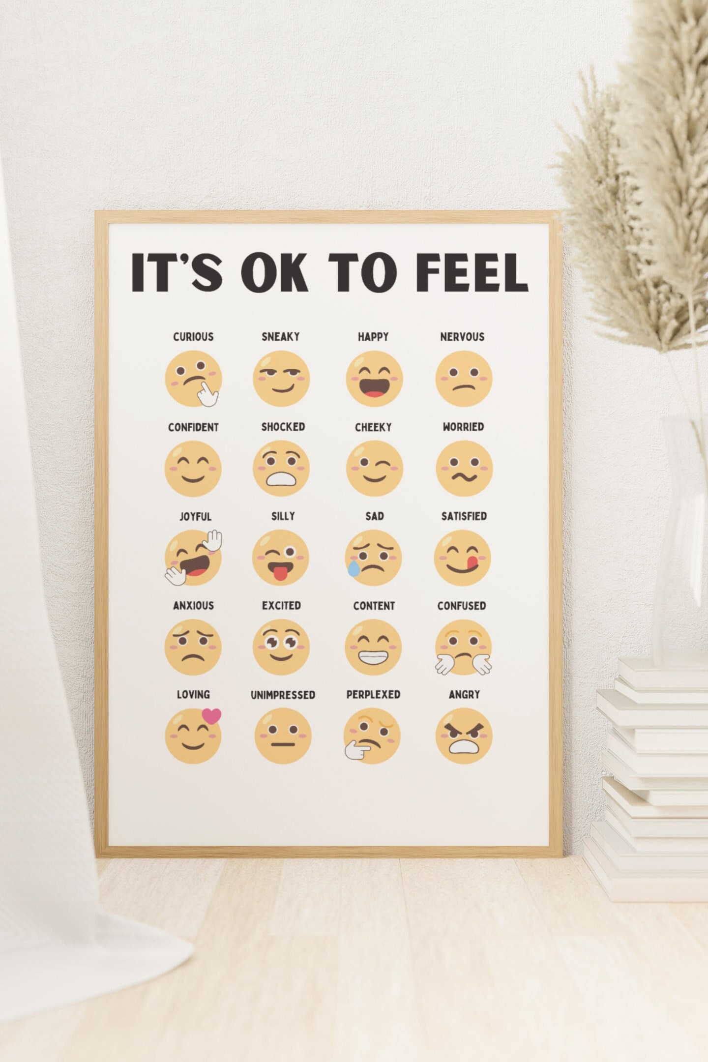 Printable Classroom Decor, Feelings Chart Poster, Wall Art Emotions ...