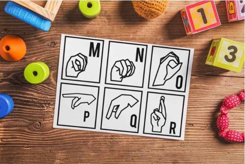 Printable ASL Alphabet Sign Language Letters and Numbers 0-9 Flashcard ...