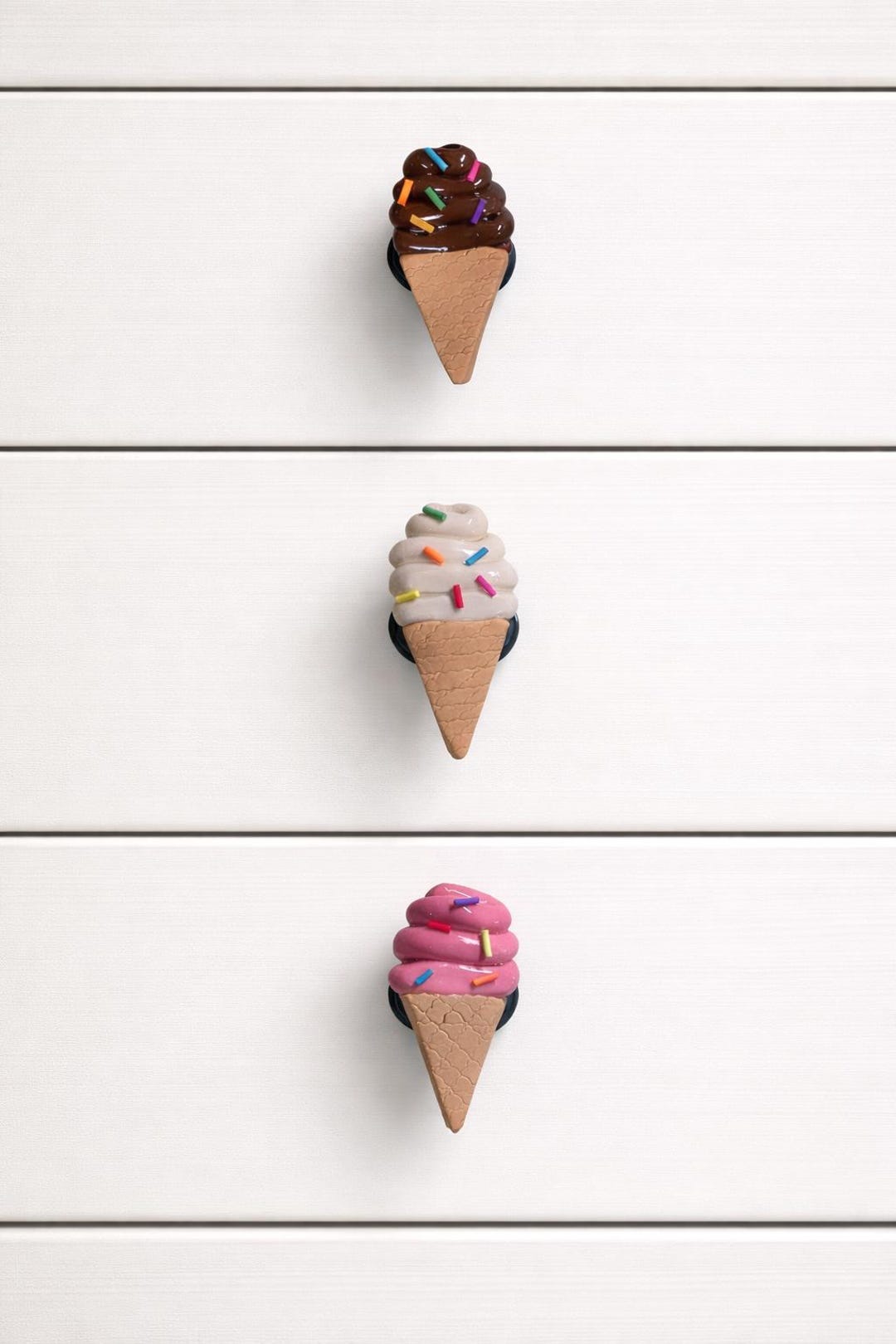 Handmade Ice Cream Cone Drawer Pull | Polymer Clay Cabinet Knob - Etsy