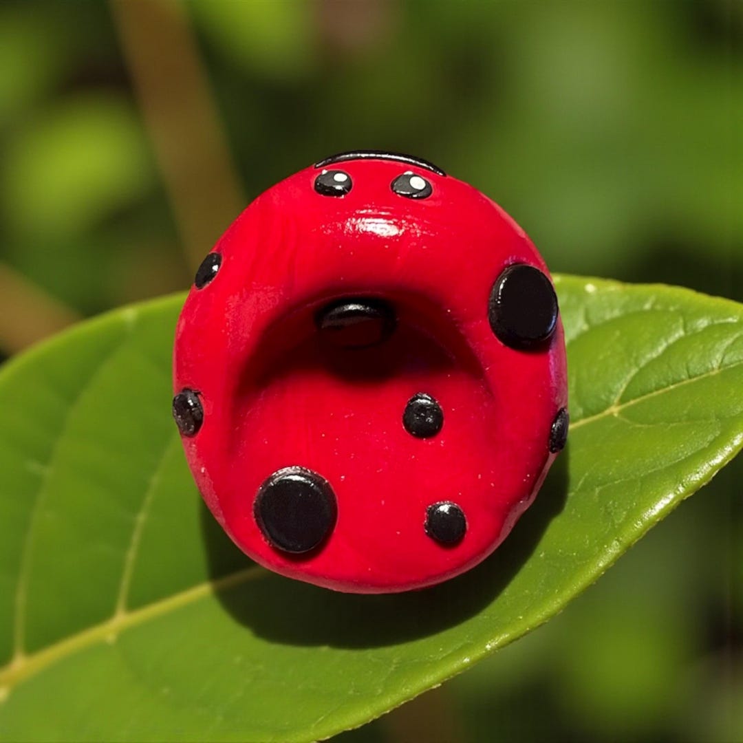Handmade Ladybug Worry Stone – Polymer Clay Fidget, Anxiety Relief Gift ...
