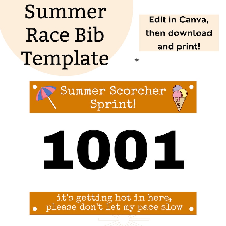 Printable Race Bib Template Editable Running Bib Canva Template - Etsy