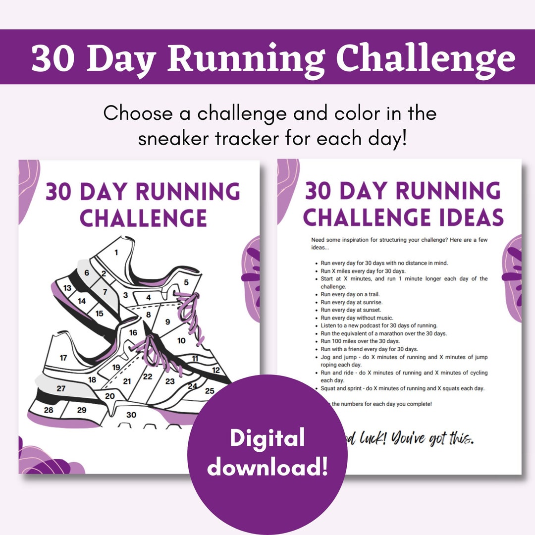 30 Day Running Challenge Printable | Running Tracker - Etsy
