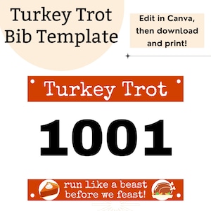 Printable Race Bib Template | Editable Running Bib | Canva Template - Etsy
