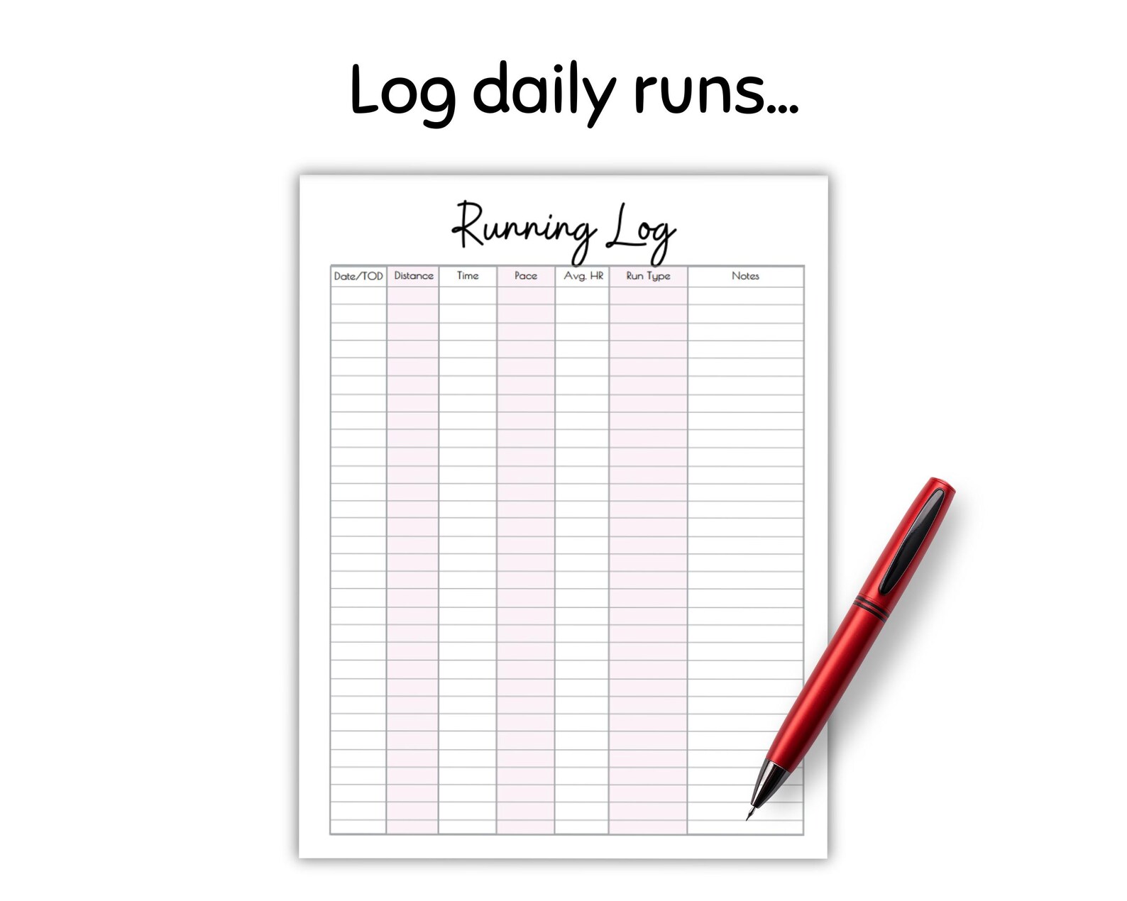 Printable Run Log | Track Your Runs Daily or Monthly - Etsy