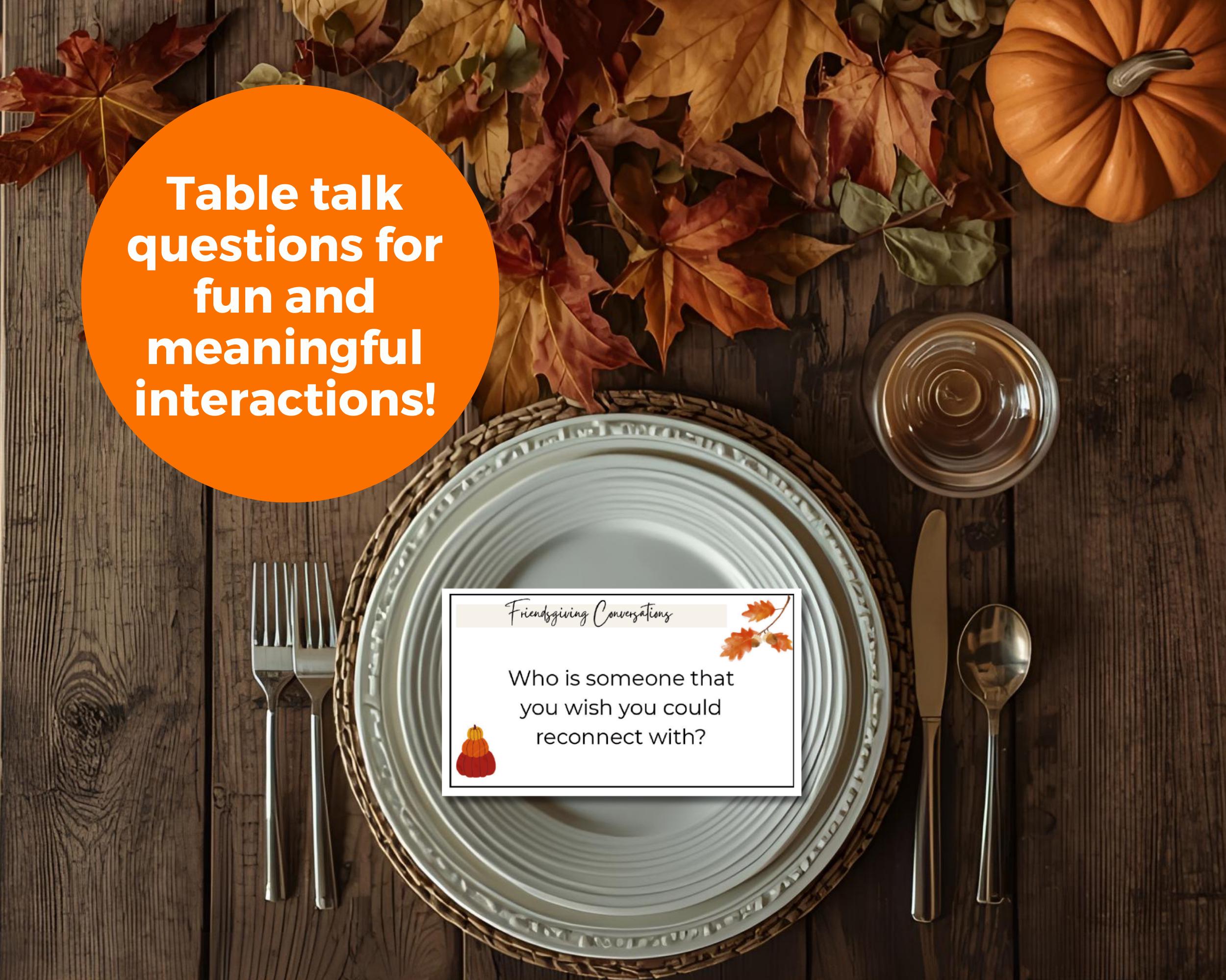 Friendsgiving Conversation Cards, Thanksgiving Conversation Starters ...
