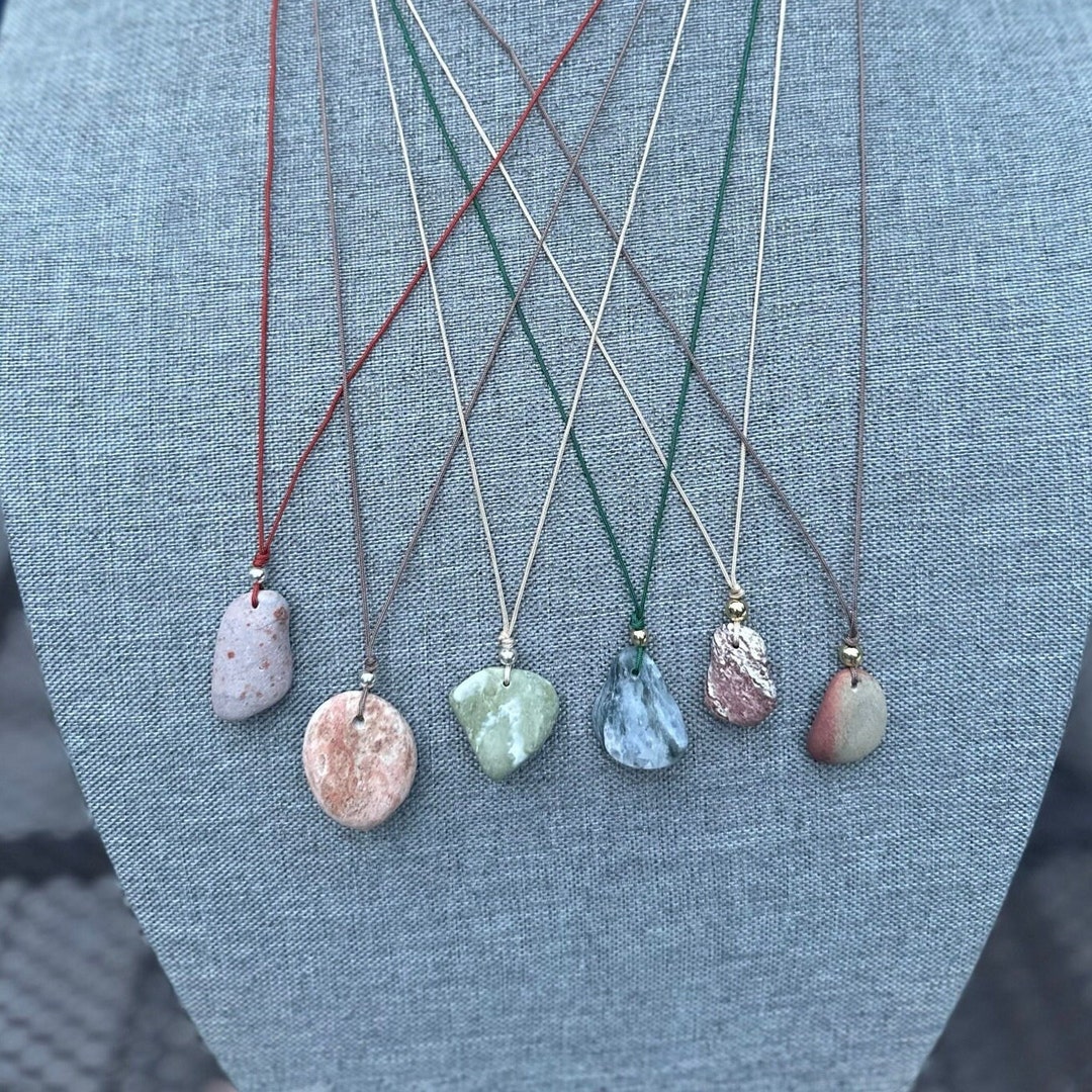 Beach Stone Pendant Raw Stone Necklace Beach Pebble Jewelry PNW Found ...