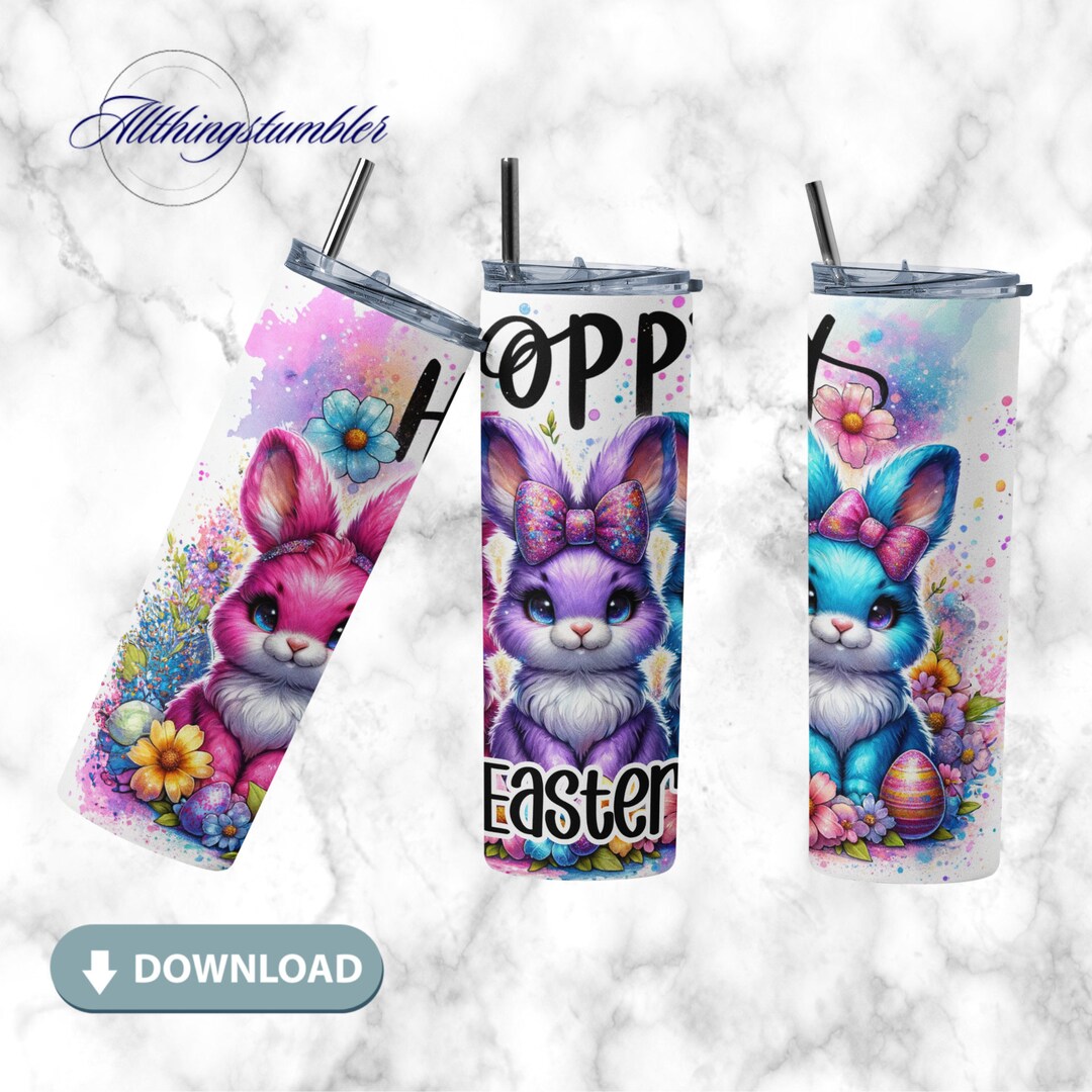 Easter Bunny Tumbler Wrap PNG, Tumbler Design, Easter Sublimation ...