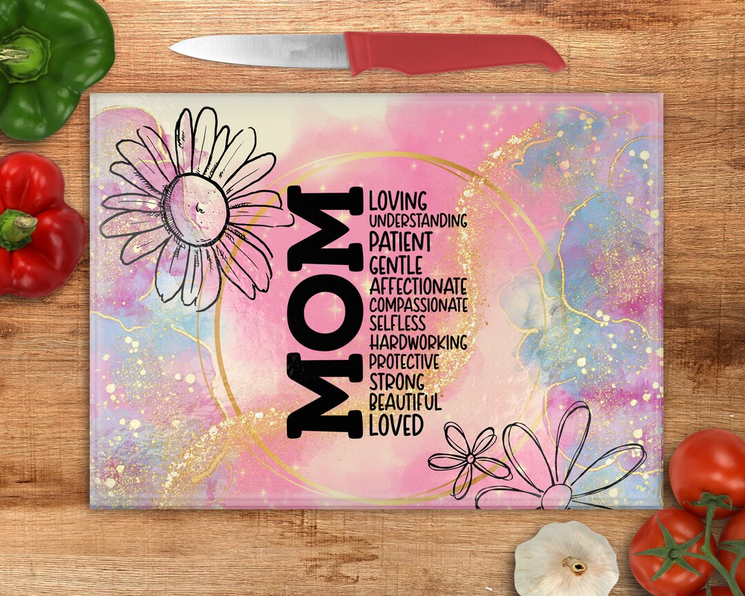 Mothers Day Cutting Board Design Download, Mom Glass Cutting Board PNG ...