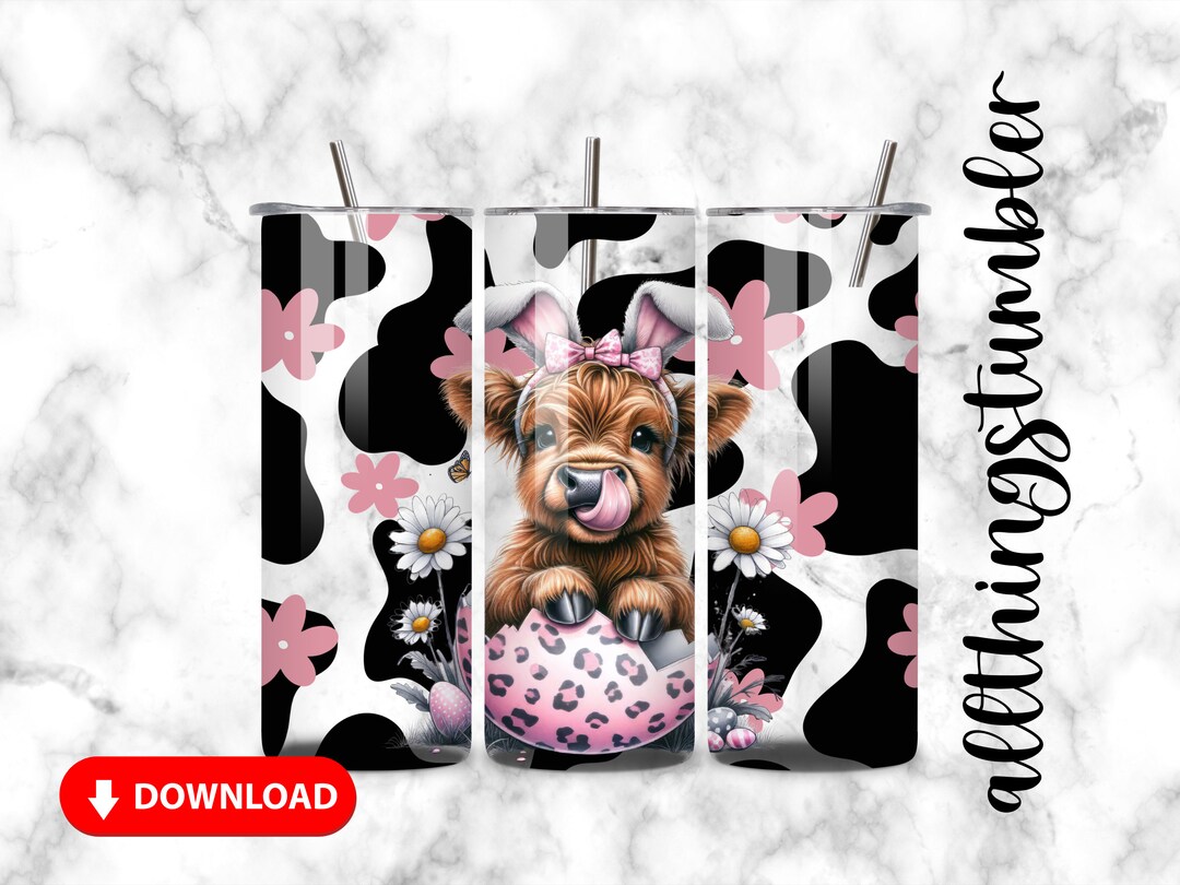 20 Oz Skinny Easter Cows Tumbler PNG | Cute Easter Cow Design | Digital ...