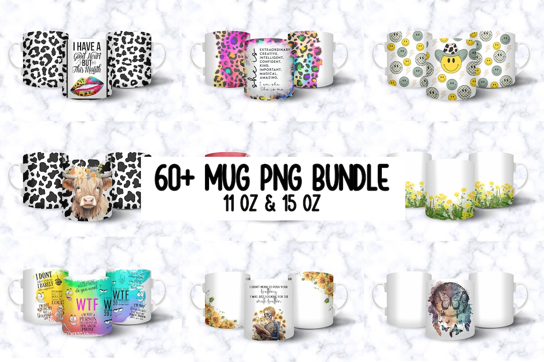 Coffee Mug Bundle 100+ Digital PNG Mug Designs 15oz 11 Oz PNG ...