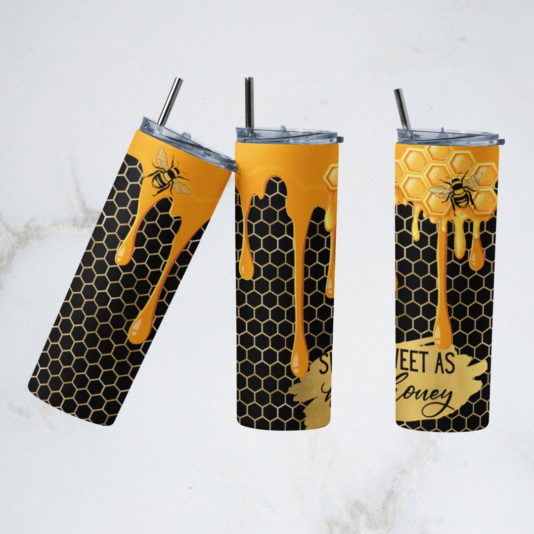 20 Oz Skinny Tumbler Sublimation Template Glitter Bee Straight Design ...