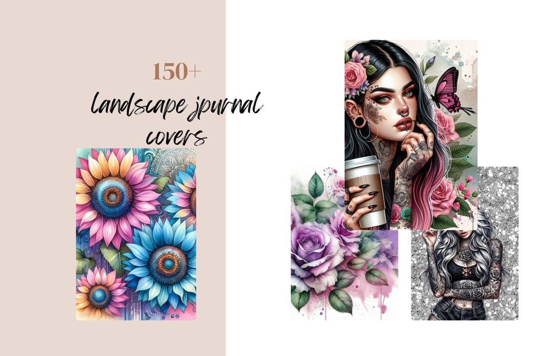 Landscape Journal Cover PNG Bundle, Digital Download, Add Your Own Text ...