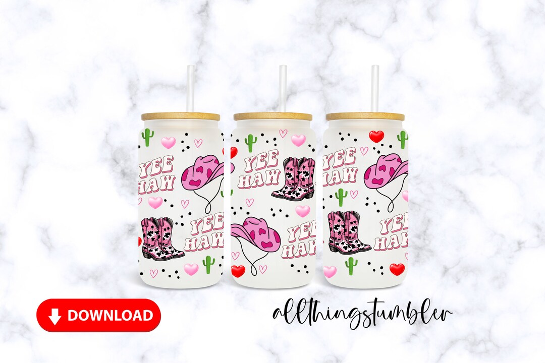 Libbey PNG, Western Libbey PNG, 16oz Libbey Glass Can Design, Pink ...