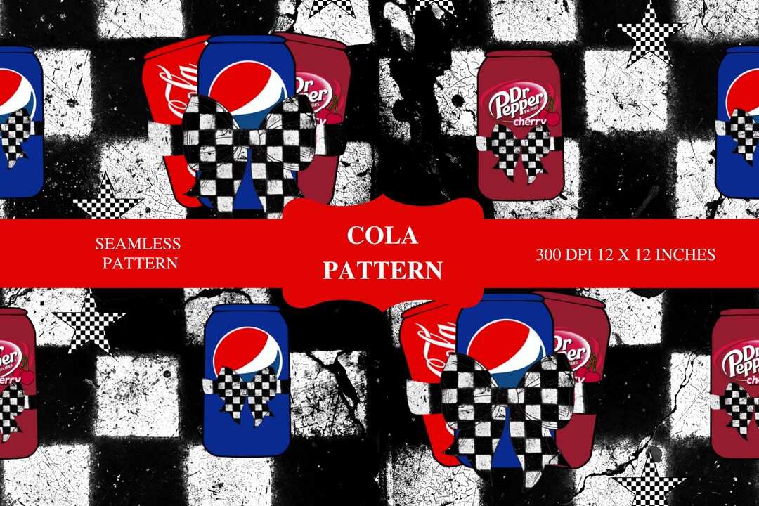 Seamless Pattern Retro Checker, Fun Digital Paper, Cola Drinks ...