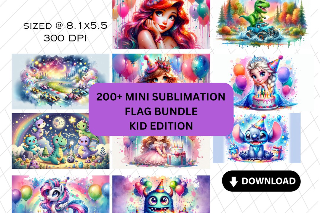 200+ Sublimation Flag PNG Bundle, Kids Flag PNG, Birthday Sublimation ...