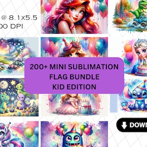 200+ Sublimation Flag PNG Bundle, Kids Flag PNG, Birthday Sublimation ...
