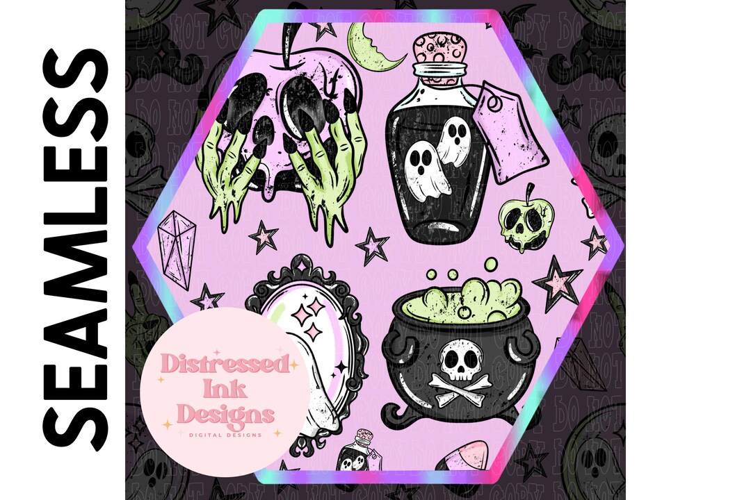 Pastel Halloween Seamless Pattern PNG | Spooky Digital Paper | Creepy ...