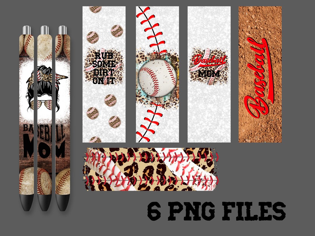 Baseball Pen Wrap Epoxy Glitter Pen Wrap Ink Joy Gel Pens PNG Digitsl ...