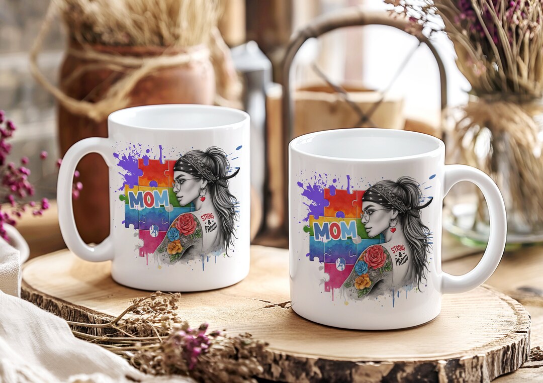 Autism Mom Mug Wrap, 11oz and 15oz Mug Wrap Sublimation PNG, Instant ...