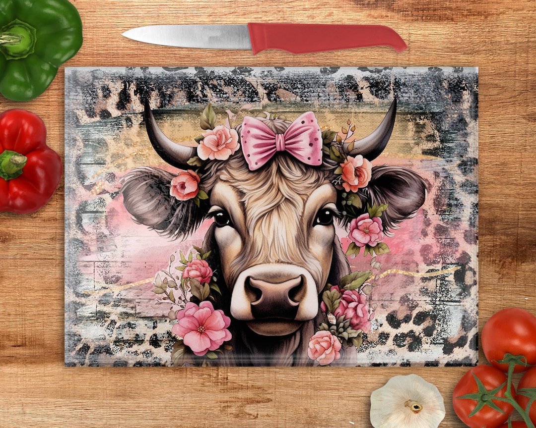 Highland Cow Cutting Board Design Download, Highland Cow Glass Cutting ...