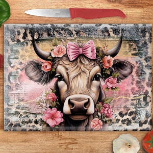 Highland Cow Cutting Board Design Download, Highland Cow Glass Cutting ...