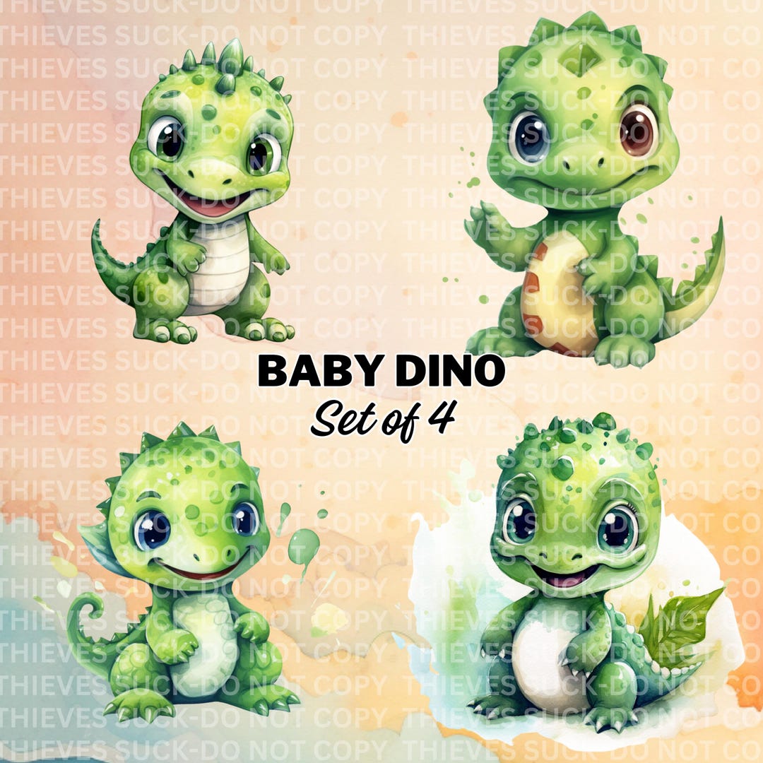 Adorable Baby Dino Clip Art Bundle Cute Baby Dinosaurs Clipart ...