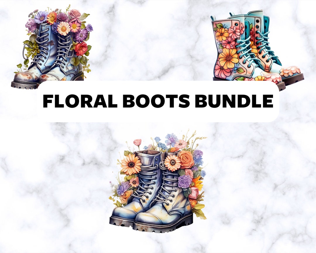 9 Floral Boots Clipart PNG, Spring Clip Art Summer, Bouquets, Bohemian ...