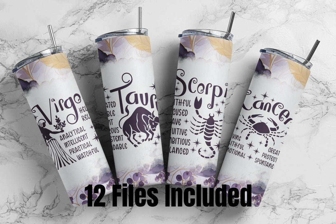 Zodiac Bundle- All 12 Star Signs Bundle, 20z Tumbler Wraps, Tumbler ...