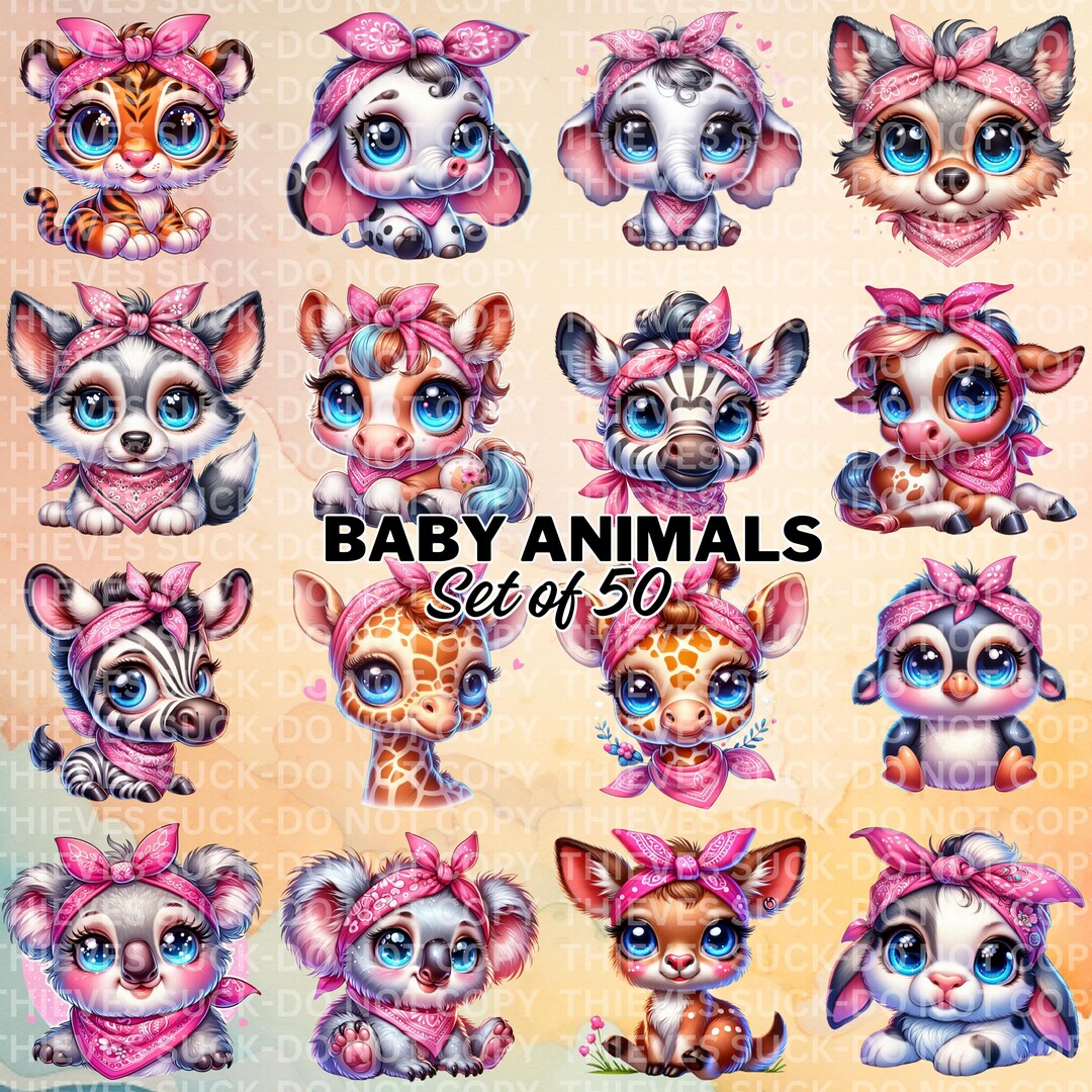 Adorable Baby Animal Clip Art Bundle Cute Baby Animals Clipart ...