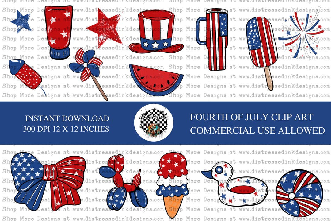 Fourth of July Clip Art Bundle, Patriotic Png Files Commercial Use, 4th ...